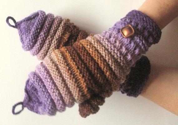 Pulsvanter Votter Lilla Brun Strikk Soft - Epla