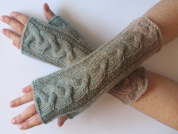 Grå Pulsvanter blå beige brun acryl ull mohair - Epla