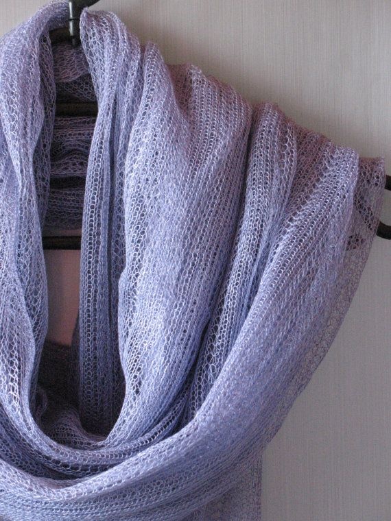 Naturlig Lin Skjerf stripet Unisex Lilla Økologisk Vår Klær Sjal - Epla