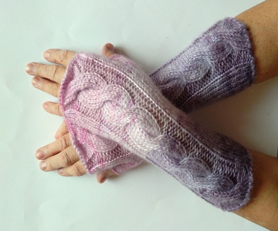 Grå Pulsvanter lilla acryl ull mohair - Epla