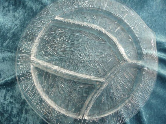 Stort rundt glass fat " Furu " Hadeland 1976, - Epla