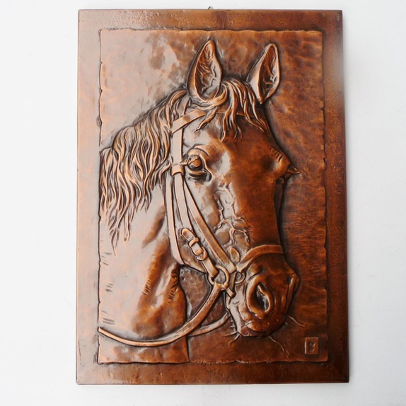 Nydelig kobberstikk av hest - Epla