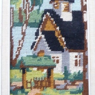 Brodert bilde m/lerrets ramme -70 talls - Epla