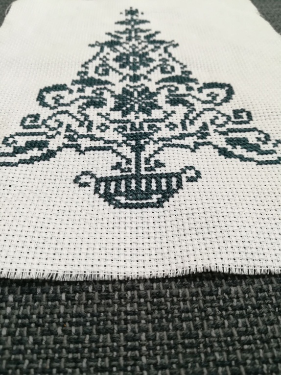 Broderi, juletre -blå - Epla