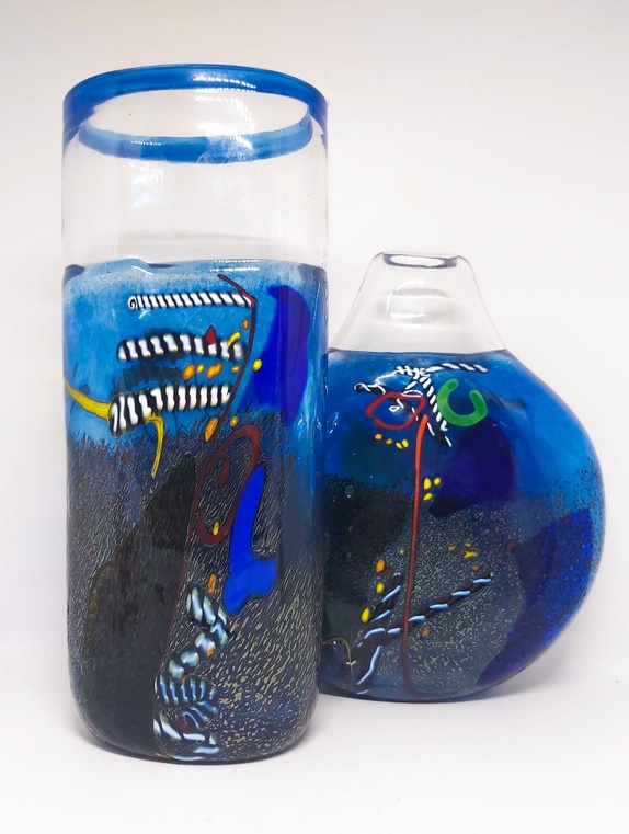 Bertil Vallien, Meteor, sylinder vase, design, kosta Boda, kunstglass, 1992, vintage - Epla