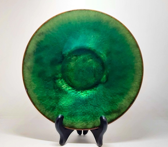 Vintage grønt emalje fat, design Arnesen soon, 1960-tallet - Epla