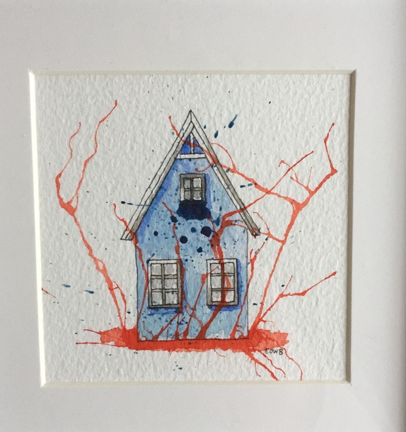 Original — Hus akvarell - Epla