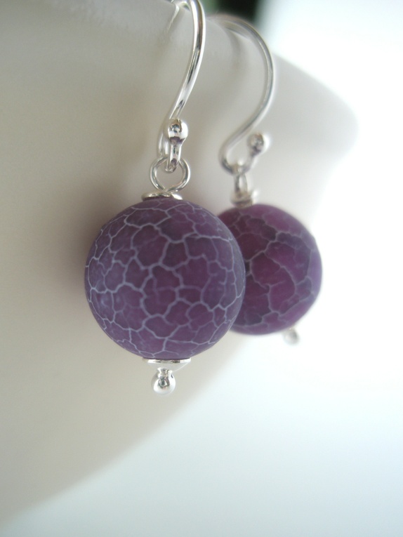 Ørepynt i sølv med perler i Dragon Agate - Epla