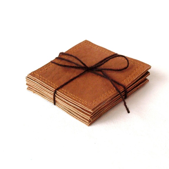 Glasssbrikker i skinn - Natur (6 stk) - Epla