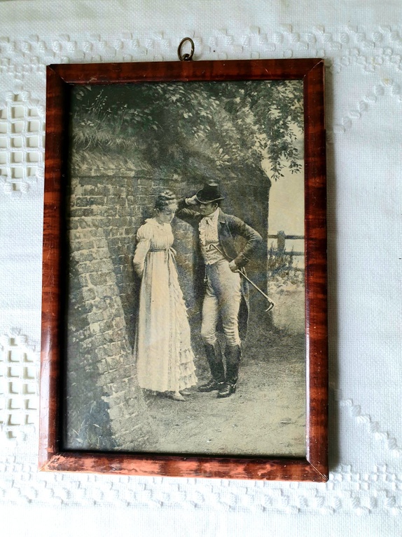 Gammelt romantisk bilde med original ramme - Epla