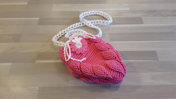 Rosa veske med leaf mønster - Epla