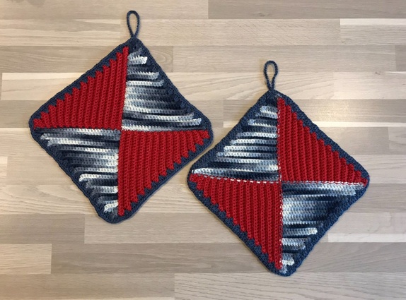 Kule hekla grytekluter rød blå - Epla