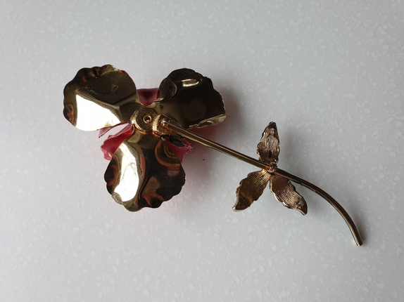 Rød vintage Blomster brosje - Epla