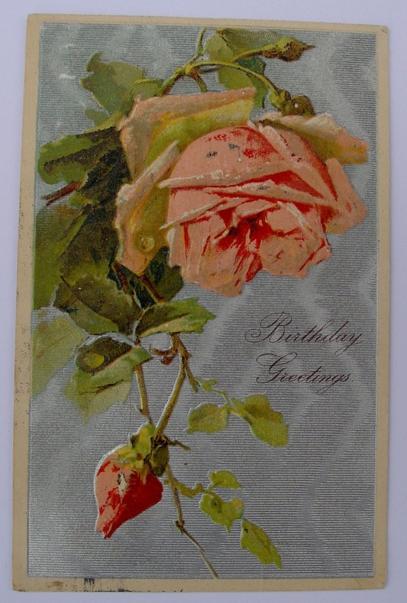 LOT: Fem gamle postkort med blomstermotiv - Epla