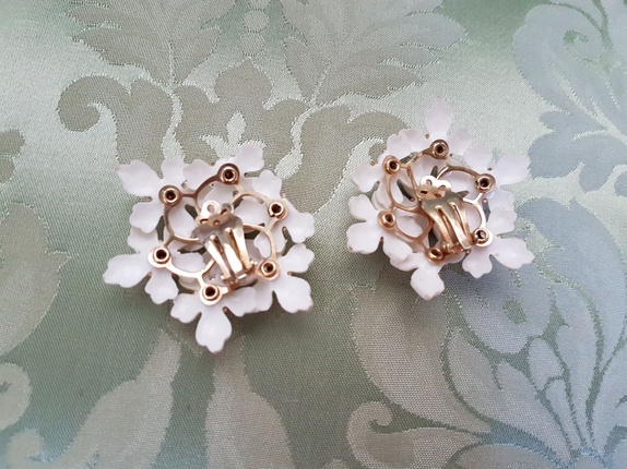 Vintage Hvite Klips Øredobber - Epla