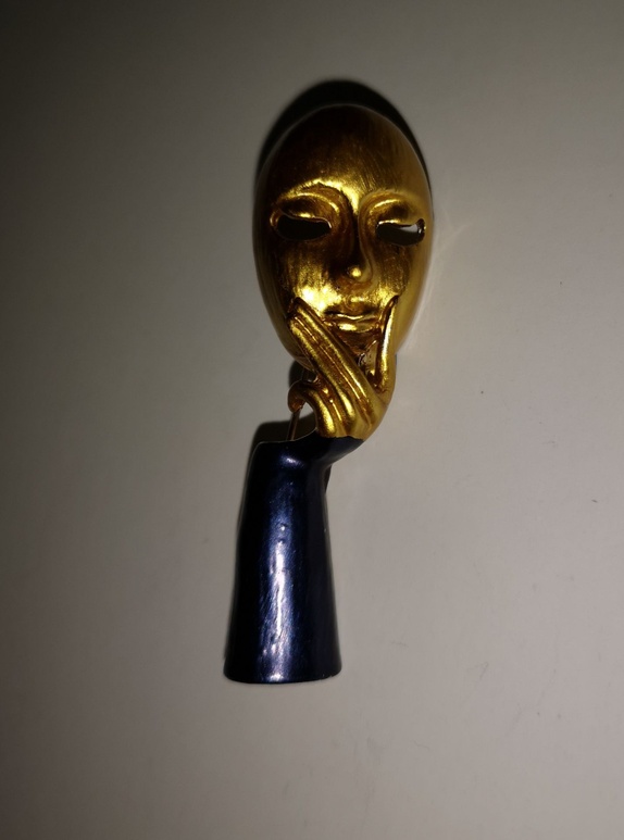 Ansikt Gullfarget Brosje / Nål - Epla