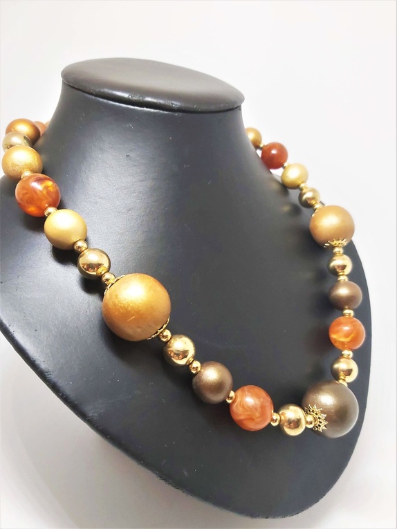 Vintage statement halskjede i gyldne farger - Epla