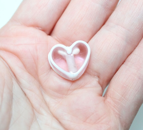 3 hjerter i rosa med hvitt - Epla