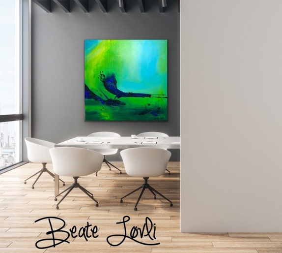 Originalt akrylmaleri - Blå siluett - Epla