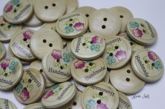 Love handmade knapper - Grønn og Rosa - Epla