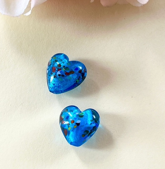 Hjerter 2 stk lampworkperler - Epla