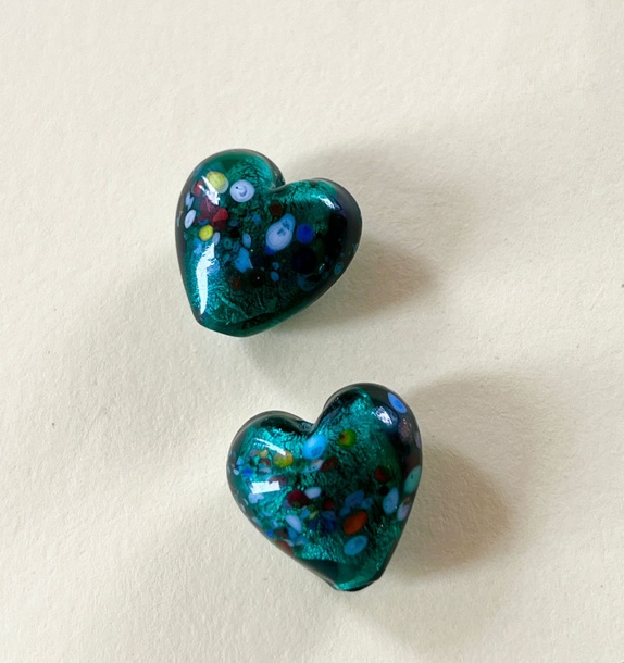 Hjerter 2 stk lampworkperler - Epla