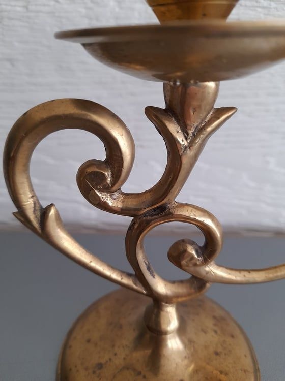 Vintage lysestake i messing - Epla