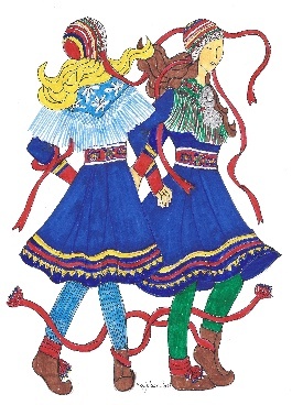 Kort med motiv av samiske drakter med konvolutt. - Epla