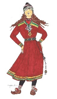 Kort med motiv av samiske drakter med konvolutt. - Epla