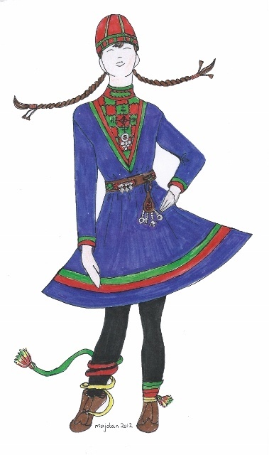 Kort med motiv av samiske drakter med konvolutt. - Epla