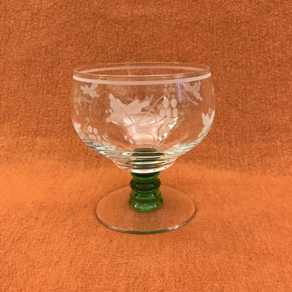 Vintage glass, grønn stett. 4.stk. - Epla