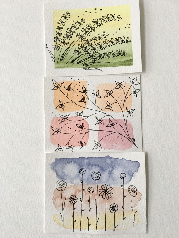 3 stk kort håndmalt - Epla