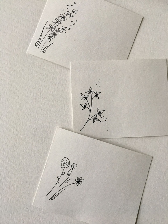 3 stk kort håndmalt - Epla