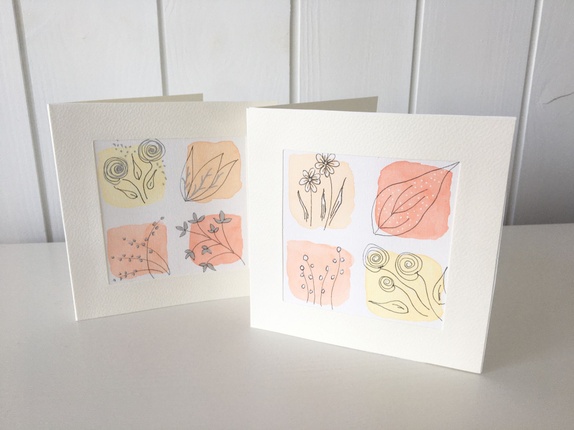 2 stk kort med ramme håndmalt - Epla