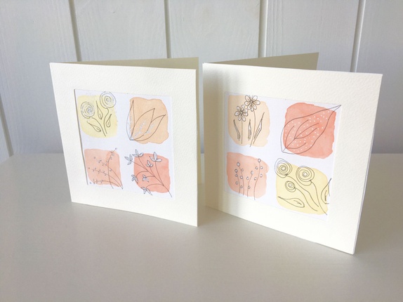 2 stk kort med ramme håndmalt - Epla