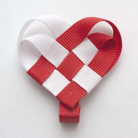 Hårspenne – hjerte raud/ kvit - Epla