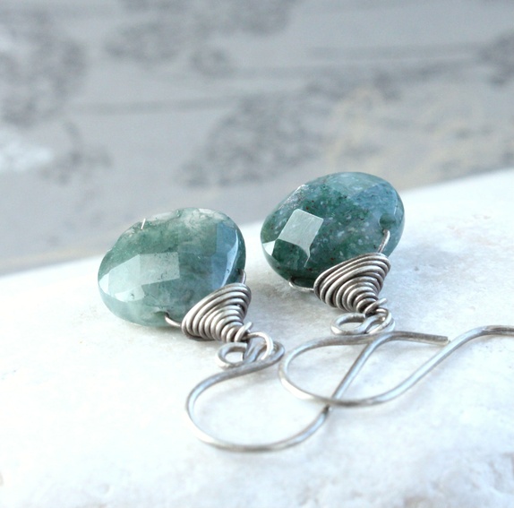 Øredobber med stein - agat - sølv - Epla