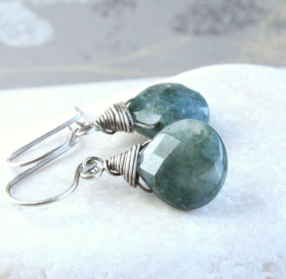 Øredobber med stein - agat - sølv - Epla