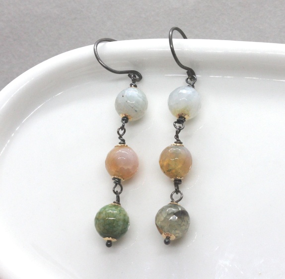 Lange øredobber - agat - Epla