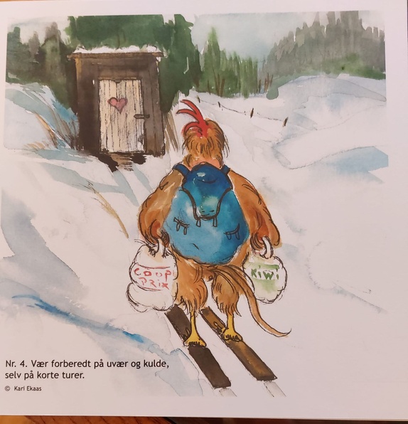 TRYKK Fjellvettreglene - Kari Ekaas høneakvareller - Epla