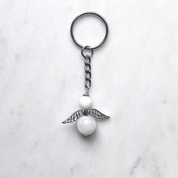 Nøkkelring med stor hvit engel - Epla