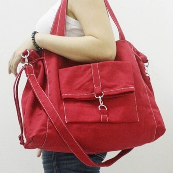 Rød ny håndsydd skulderveske - Epla