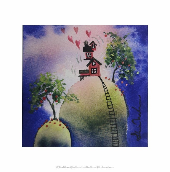 Akvarell - original Forløsningl Nygifte - Epla