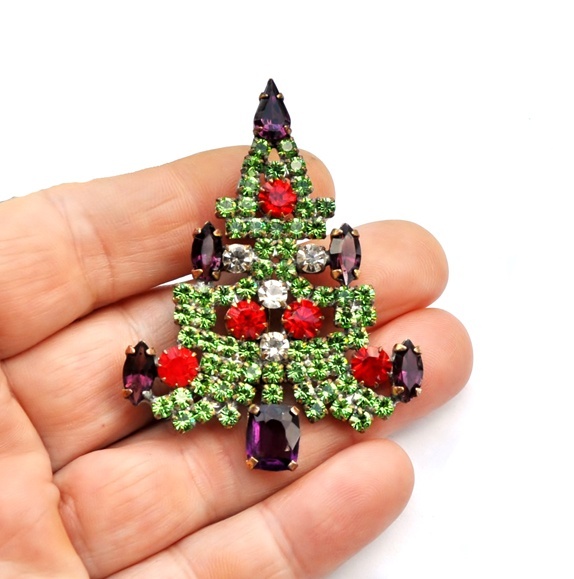 Bling juletre, gammel glitrende brosje - Epla