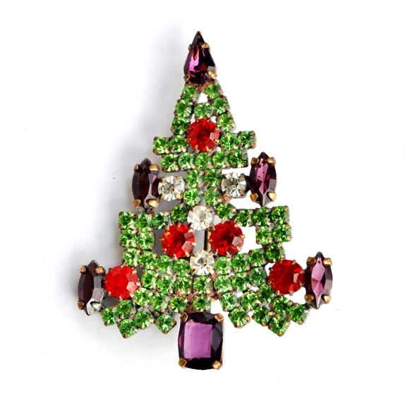 Bling juletre, gammel glitrende brosje - Epla