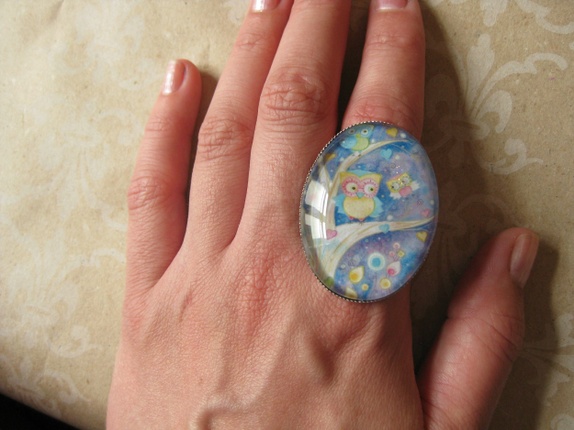 Søt Ugle Stor Ring - Epla