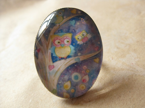 Søt Ugle Stor Ring - Epla