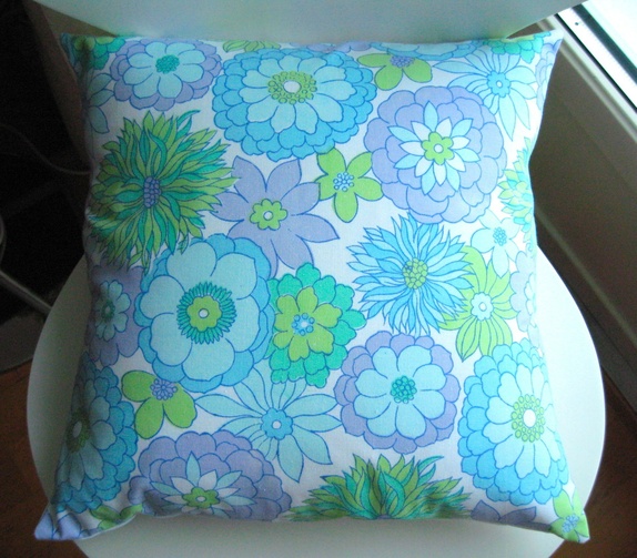 Putetrekk " 40 x 40" Vintage Turkis og Lilla Blomst - Epla