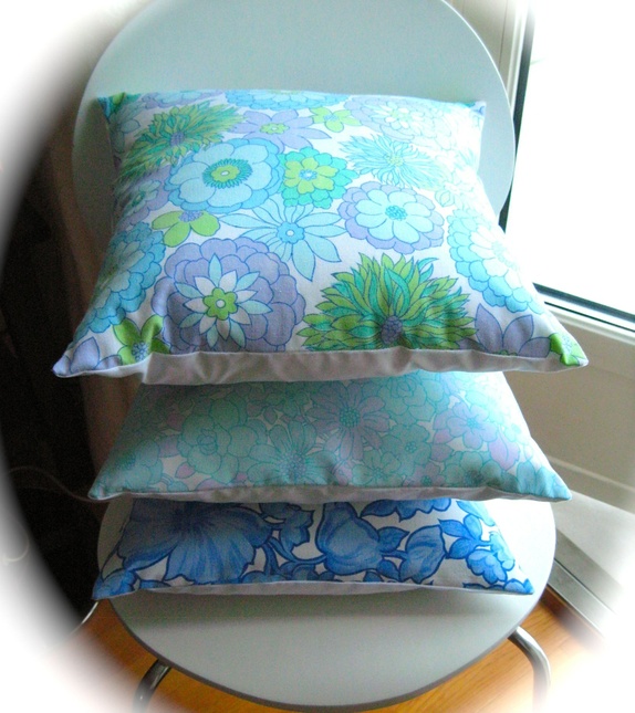 Putetrekk " 40 x 40" Vintage Turkis og Lilla Blomst - Epla