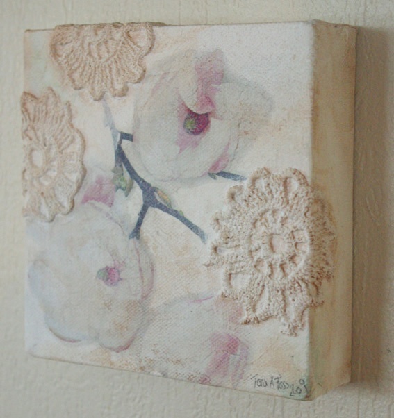 SALG! -10% Mixed Media Maleri- Faded Orchid 3 (av 3 - Epla